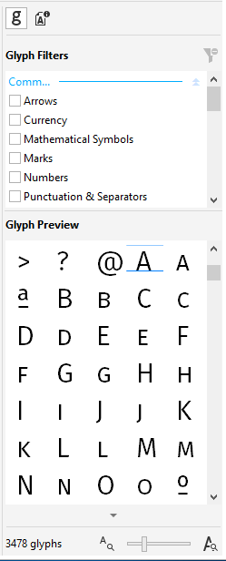 Corel Font Manager Ajuda | Conjuntos de glifos