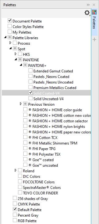 CorelDRAW Help | Show or hide color palettes