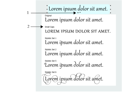 CorelDRAW Aide | Fonctionnalités OpenType