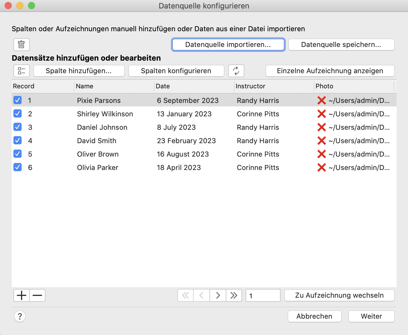 CorelDRAW Hilfe | Eine Datenquellen-Datei vorbereiten