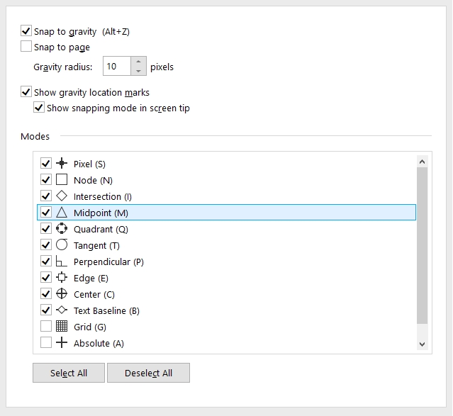 Corel DESIGNER Help | Gravity snapping