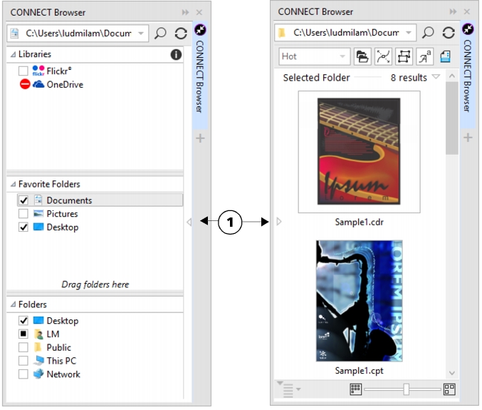 Corel DESIGNER Help | CONNECT Browser