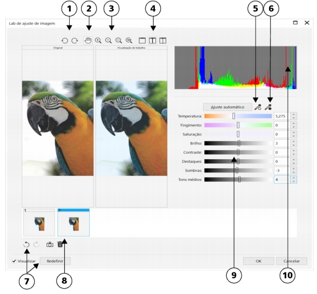 Corel PHOTO-PAINT Ajuda | Lab. de ajuste de imagem