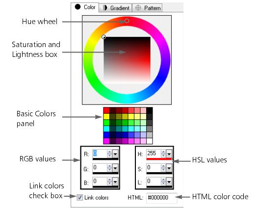 Choosing colors by using the Color Picker